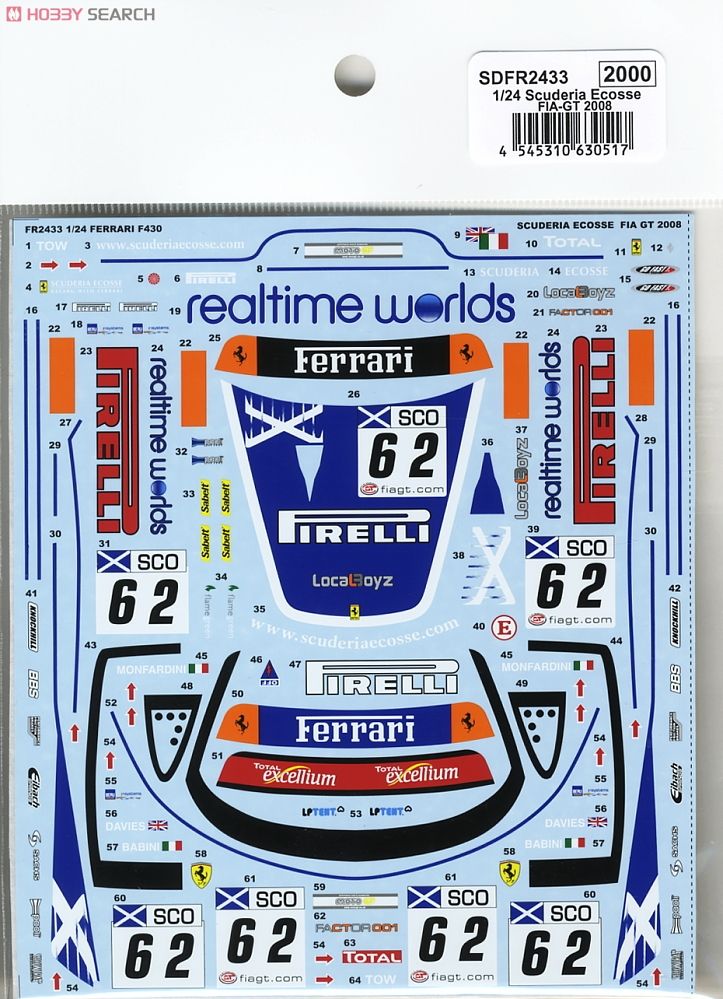 Scuderia Ecosse FIA-GT 2008 Spare Decal (Model Car) Item picture1