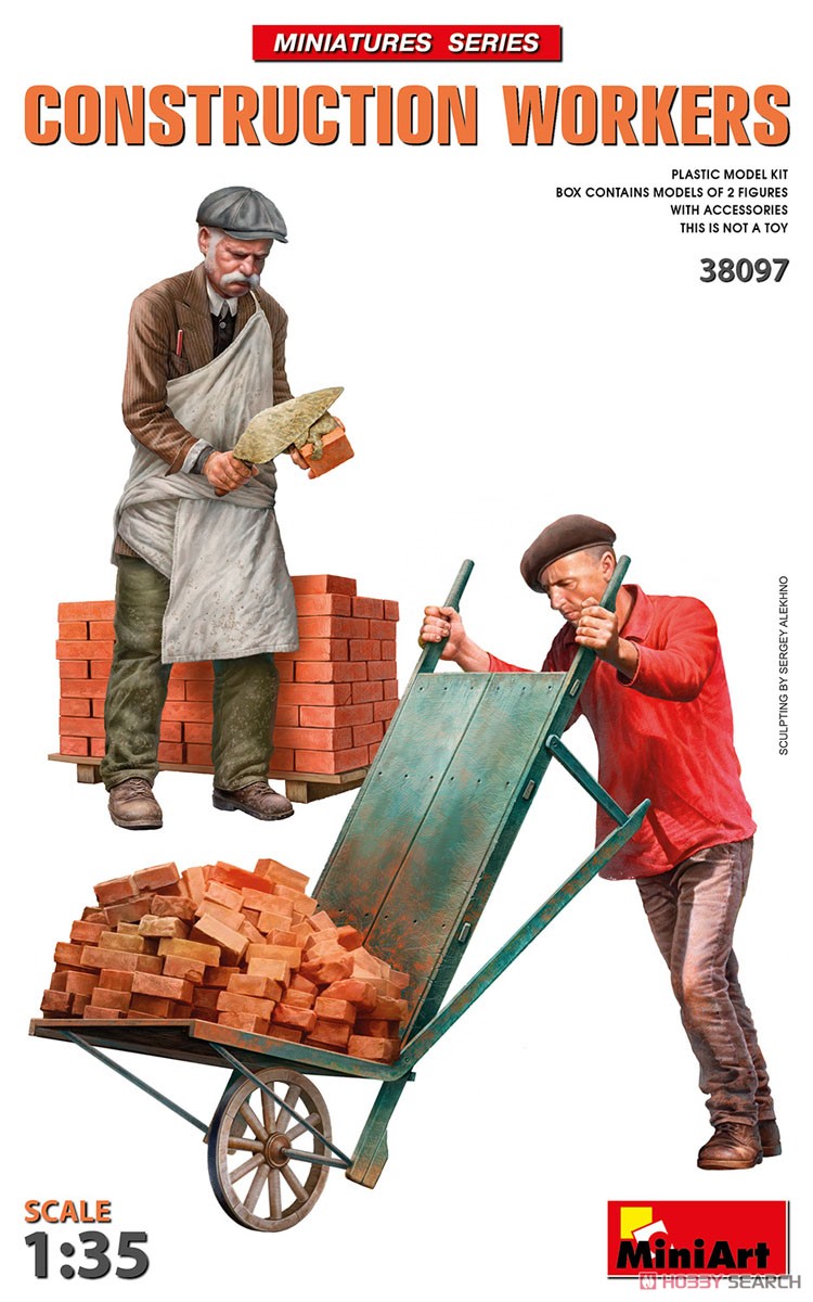 CONSTRUCTION WORKERS WITH ACCESSORIES (Set of 2) (Plastic model ...
