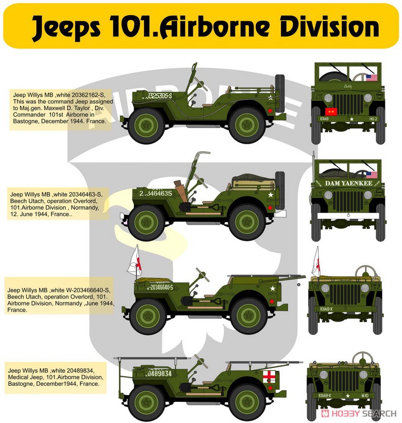 Willys Jeep MB/Ford GPW Jeeps 101.Airborne Division (Plastic model ...