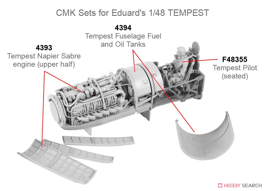 Tempest Fuselage Fuel and Oil Tanks (for Eduard) (Plastic model ...