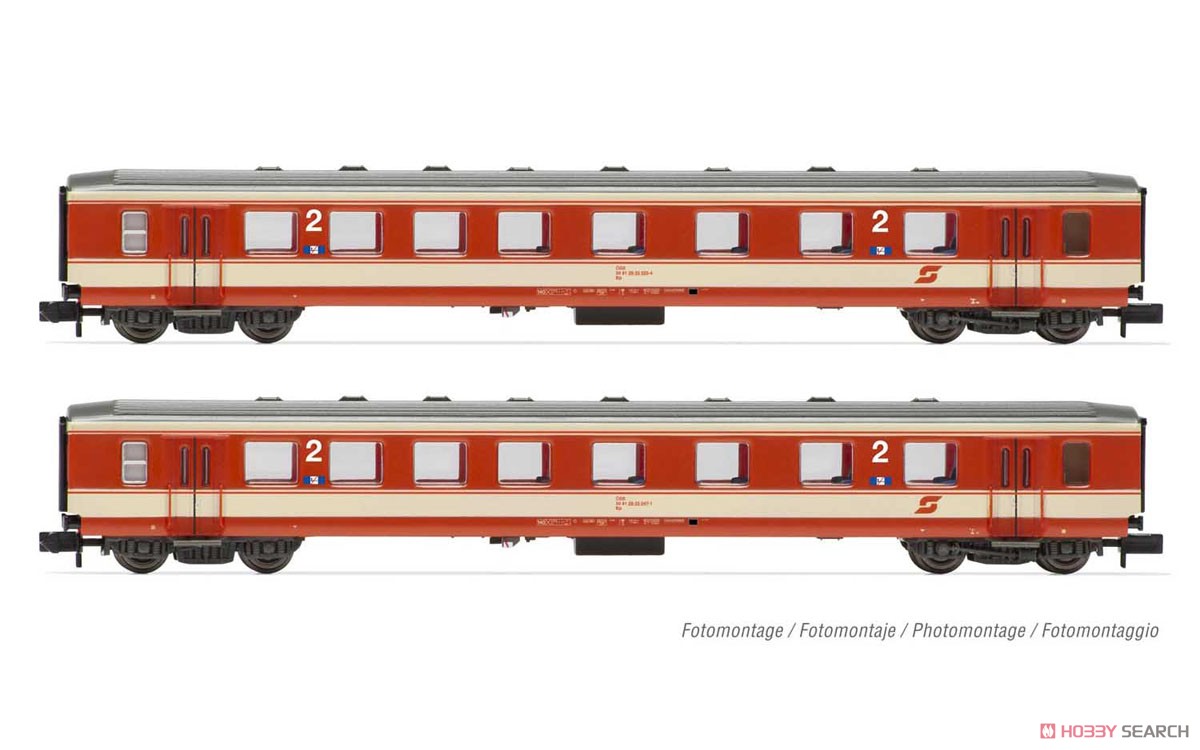 OBB, 2-unit 2nd class coaches `Schlierenwagen`, Jaffa-livery w/dark ...